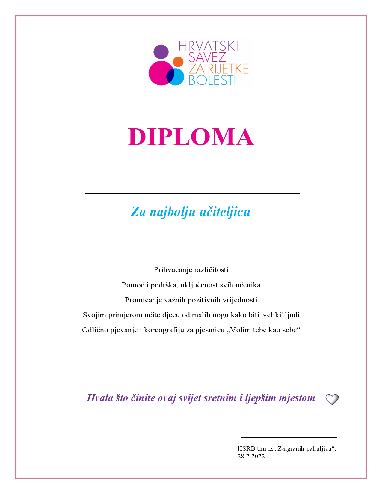 Djeca u Koprivnici obilježila Međunarodni dan rijetkih bolesti - Hrvatski savez za rijetke bolesti